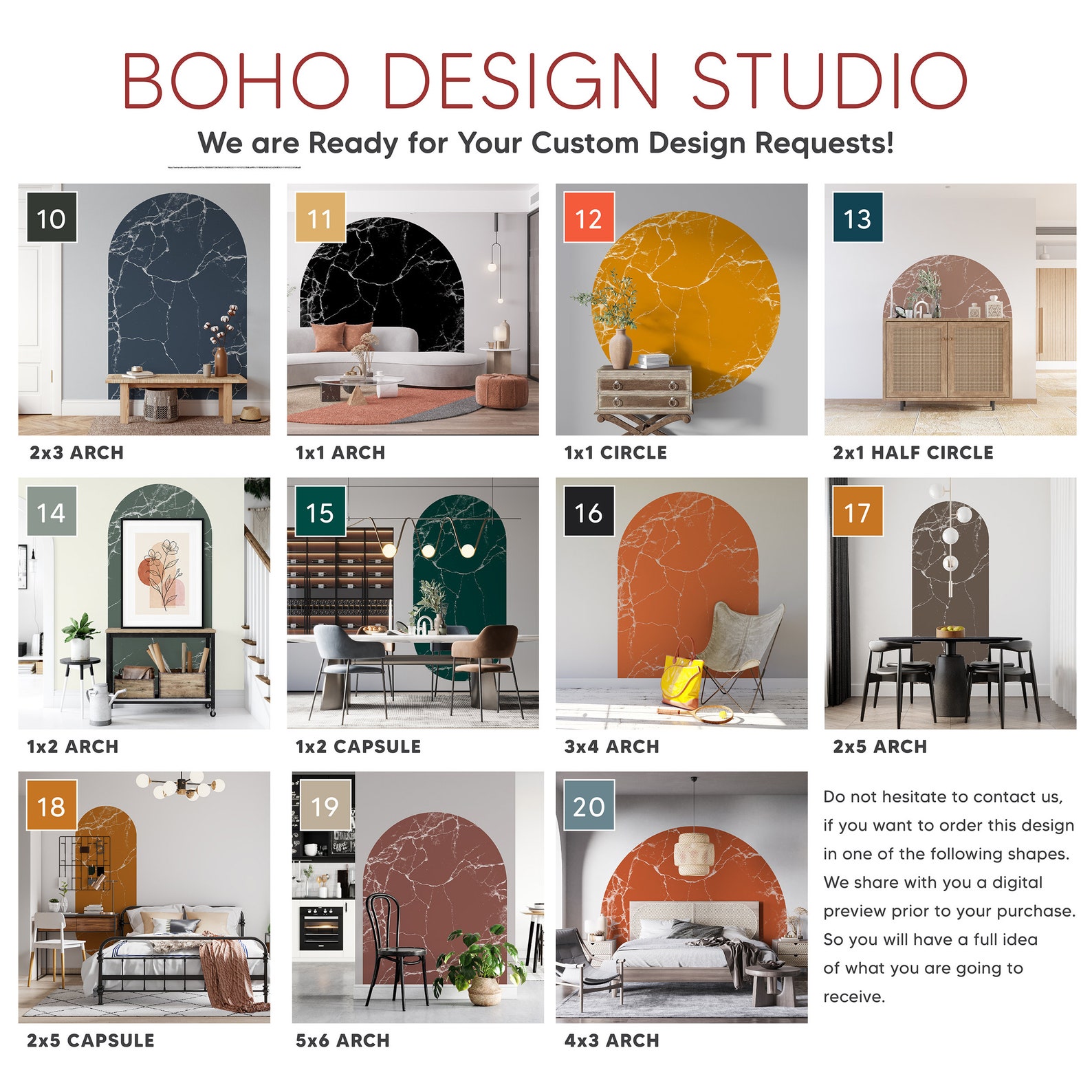 Boho Colorblock Wall Decal Mid Century Wall Art Arch Wall - Etsy