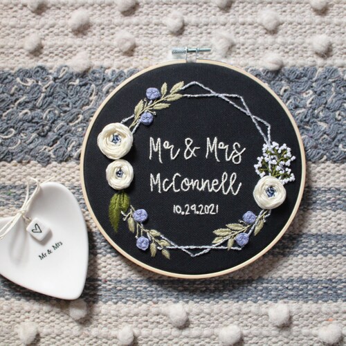 Custom Wedding Anniversary Embroidery Hoop Anniversary Gift - Etsy