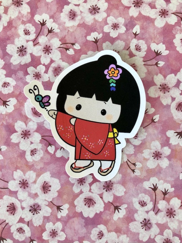 Japanese Kimono Girl Stickers — Cute Kawaii Sticker - Etsy