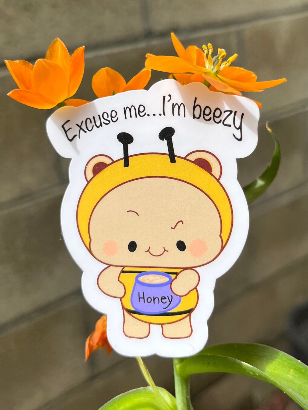 Beezy Bear Sticker Cute Kawaii Sticker - Etsy