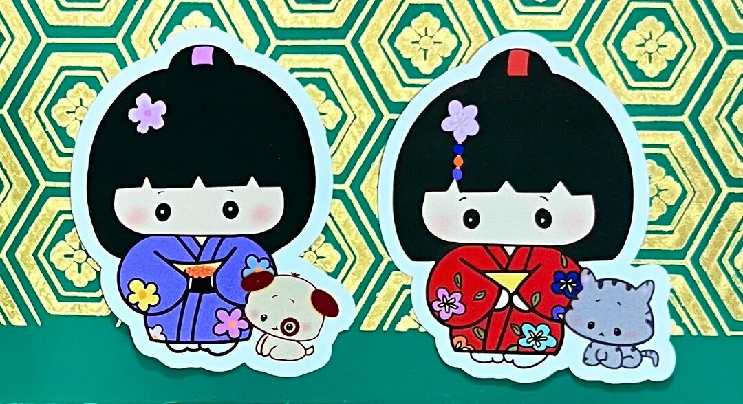 Japanese Kimono Girl Summer Stickers — Cute Kawaii Sticker - Etsy