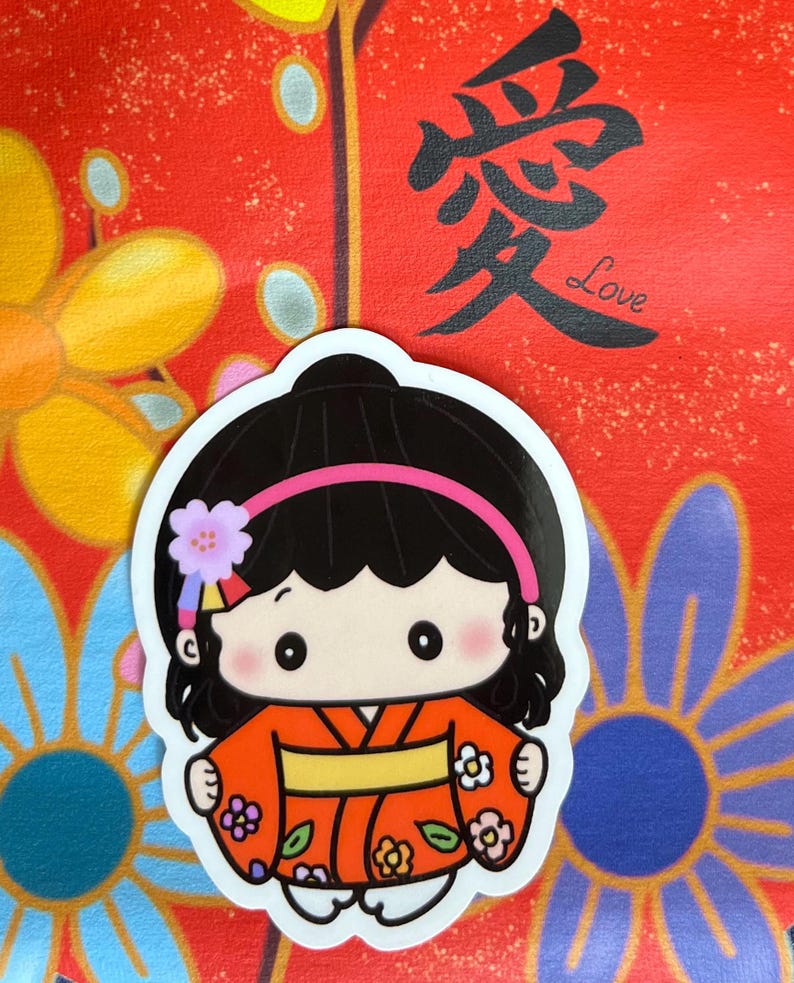Japanese Kimono Girl Stickers — Cute Kawaii Sticker - Etsy