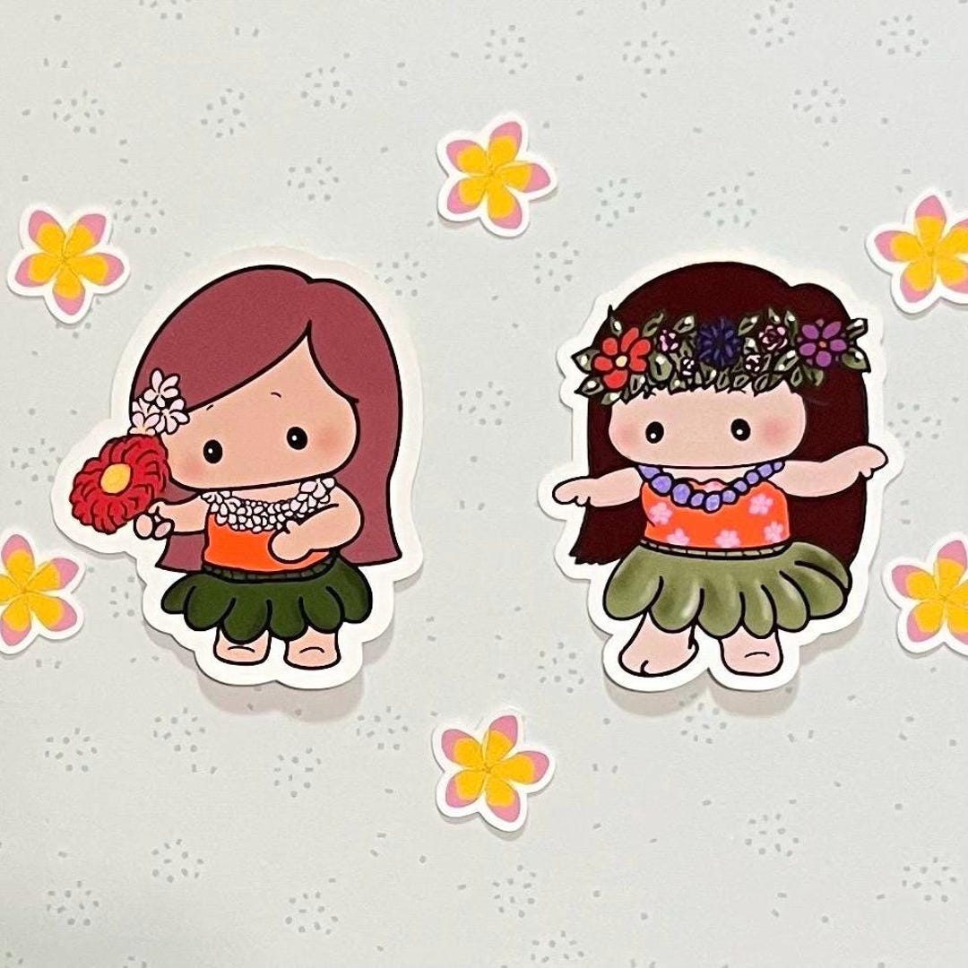 Hula Girl Stickers 3 — Cute Kawaii Sticker - Etsy