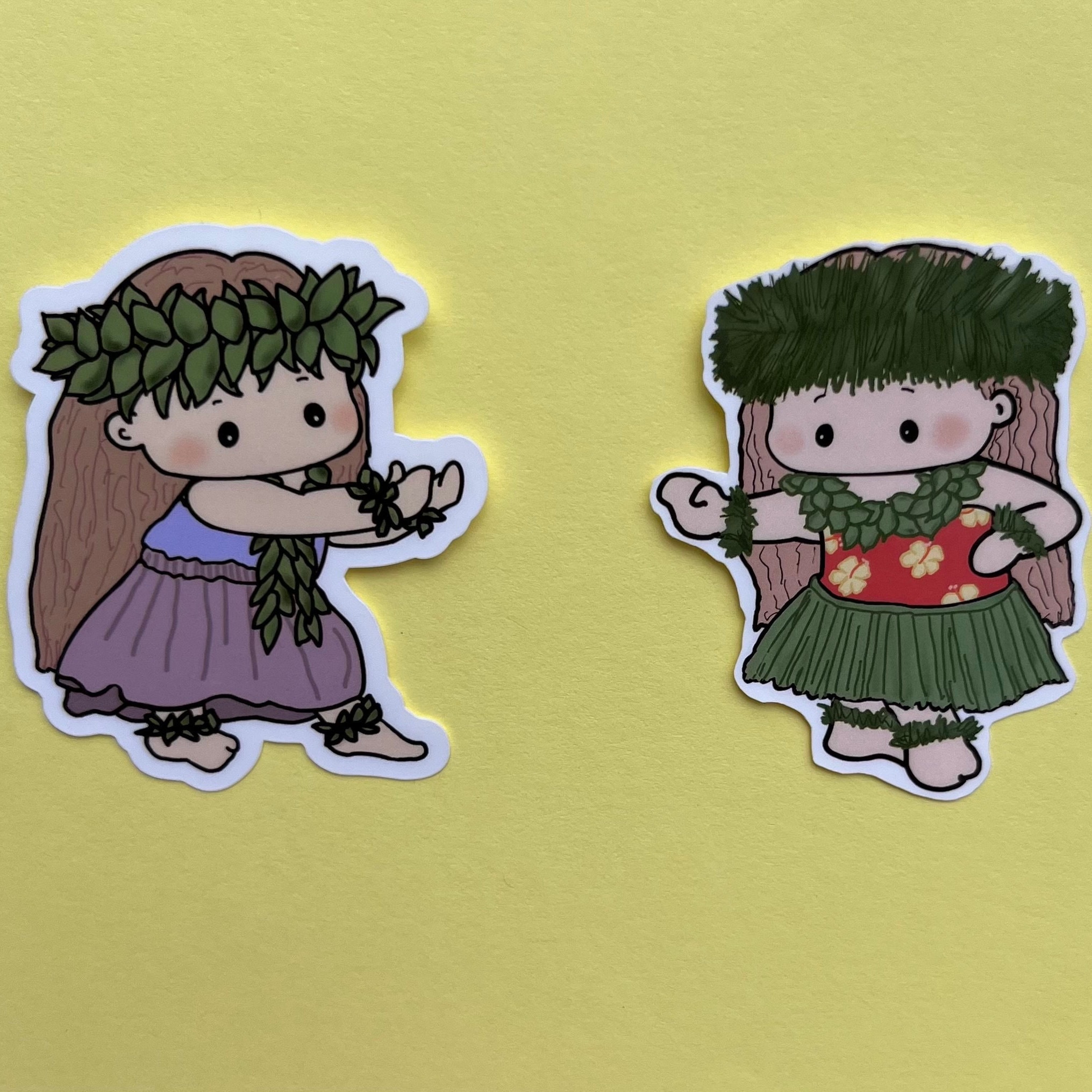 Hula Girl Stickers 2 — Cute Kawaii Sticker - Etsy
