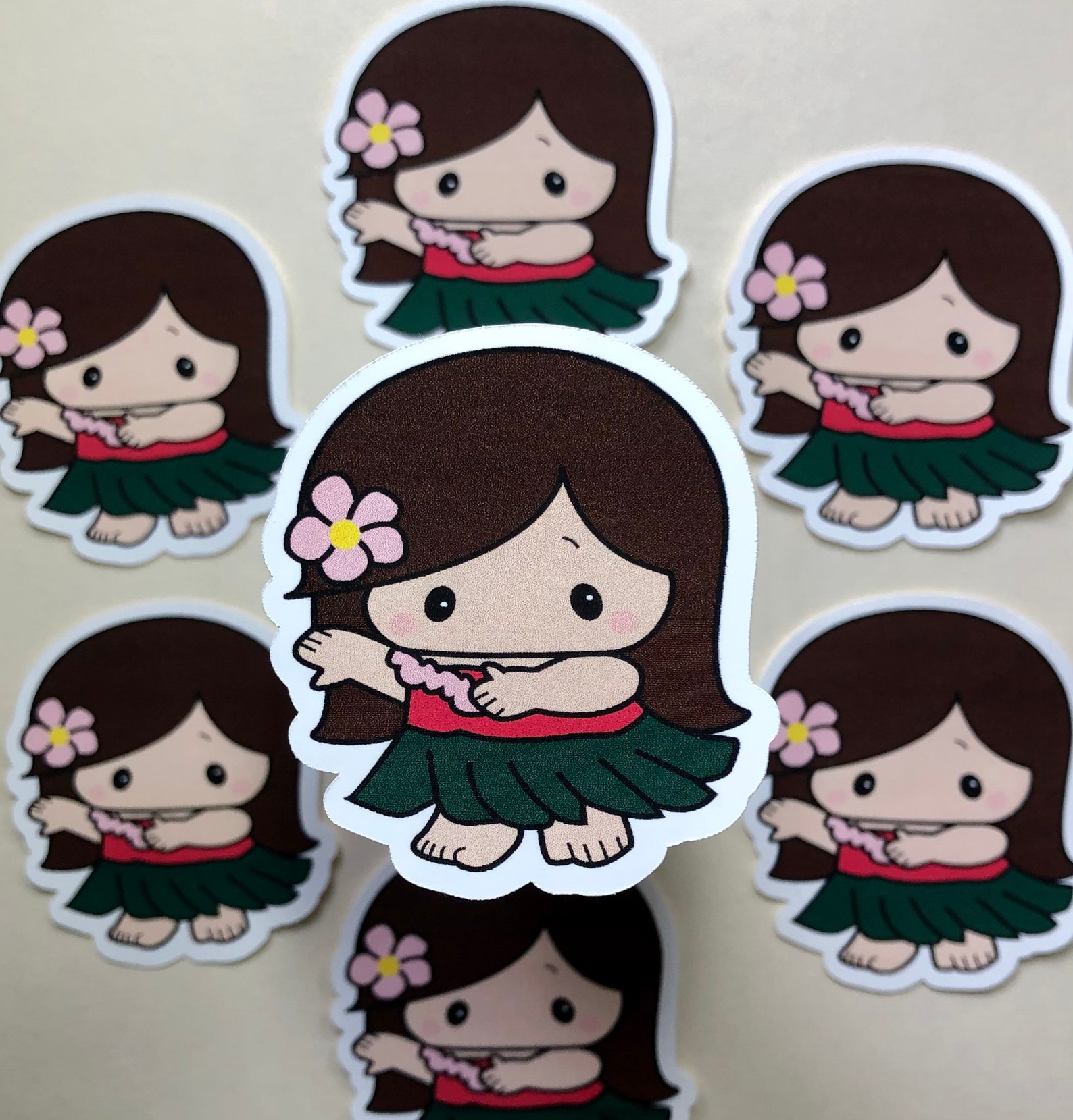 Aloha Hula Girl — Cute Kawaii Sticker - Etsy