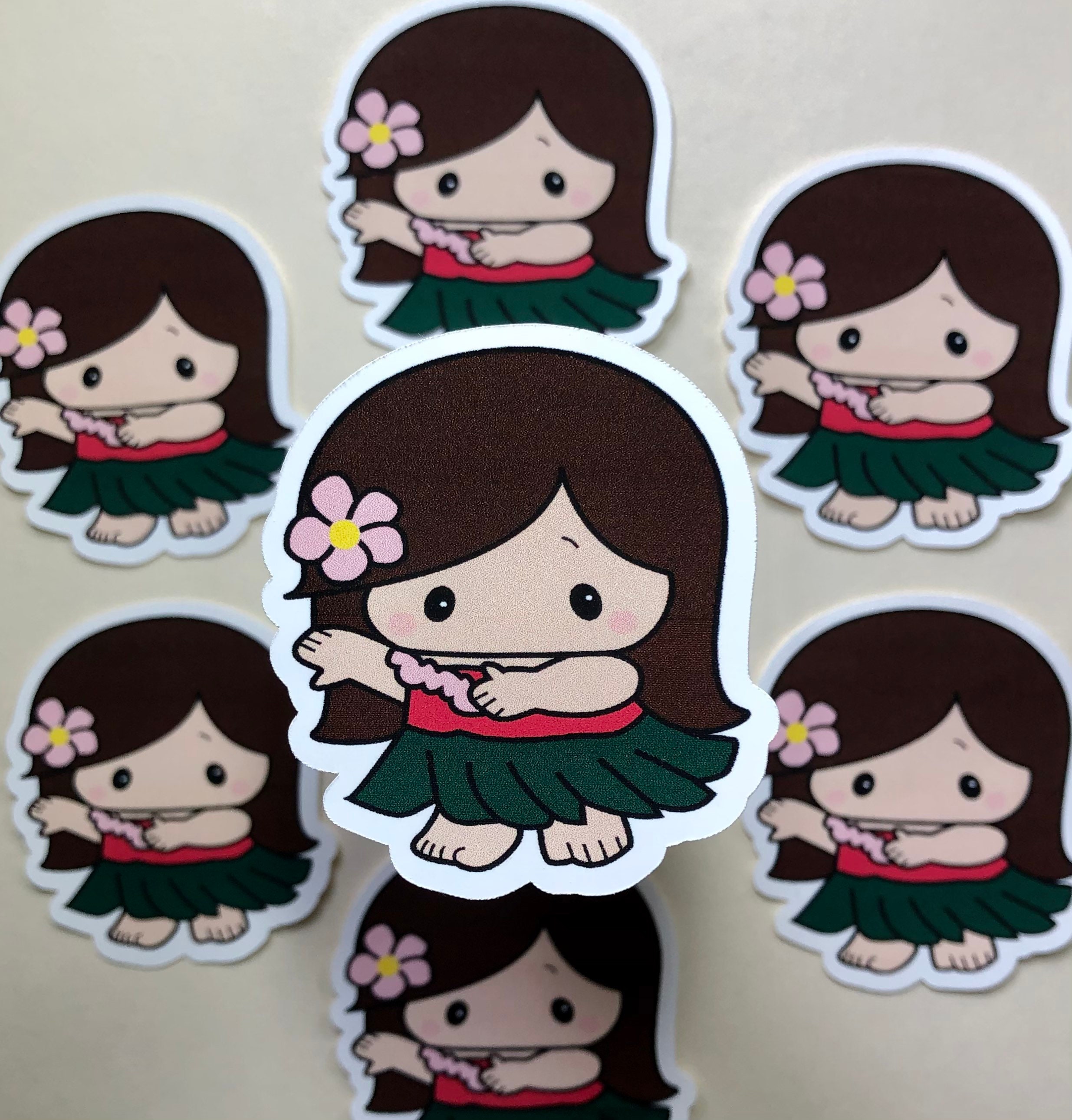 Aloha Hula Girl — Cute Kawaii Sticker - Etsy