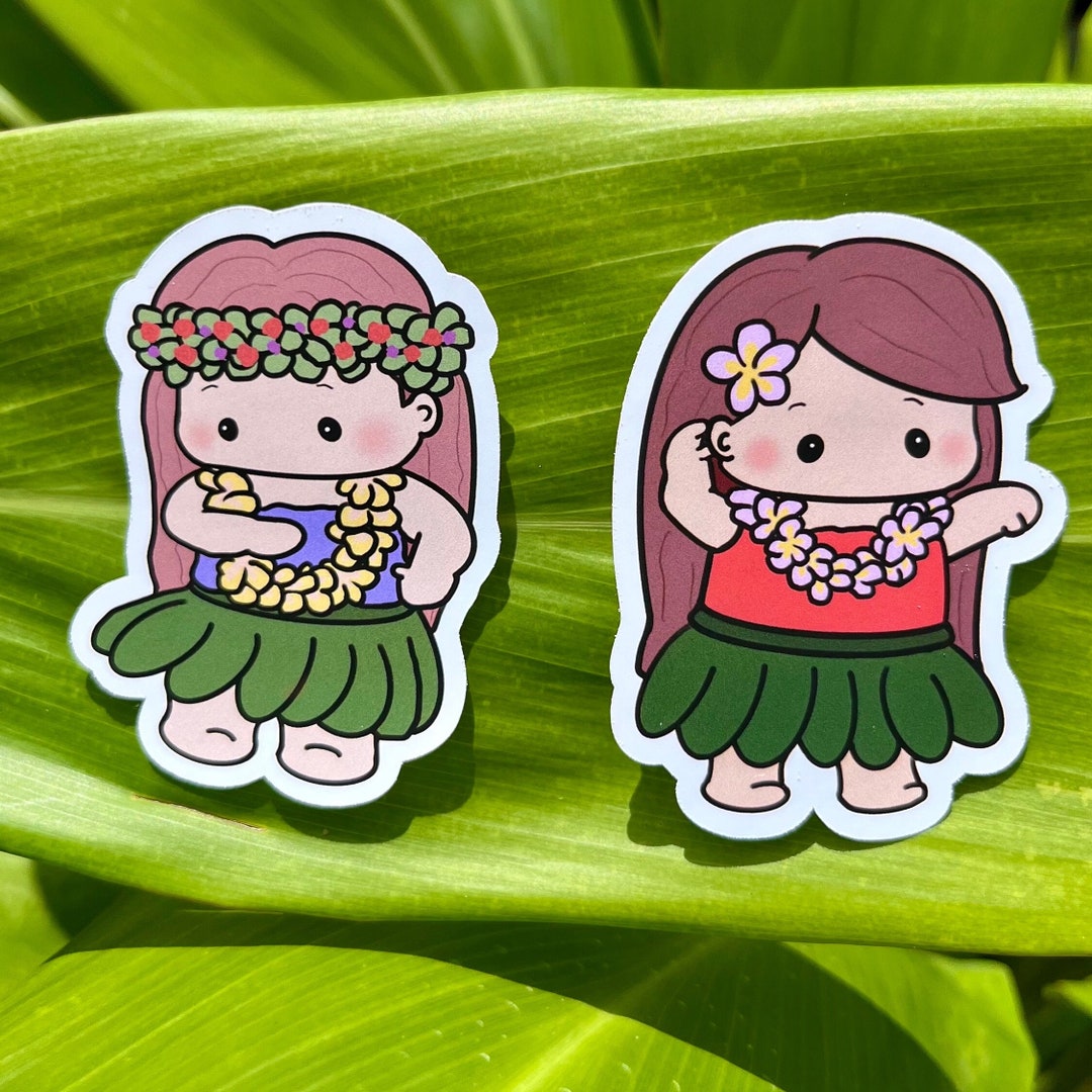 Hula Girl Stickers 3 Cute Kawaii Sticker - Etsy
