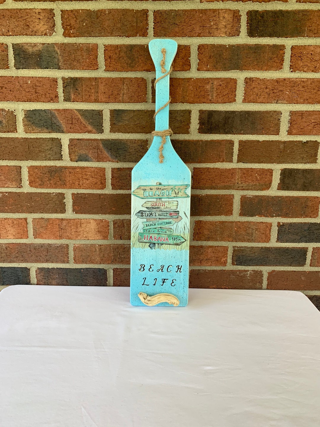 Decoupaged Beach Paddle, Decorated Boat Oar, Coastal Wall Decor, Beach ...