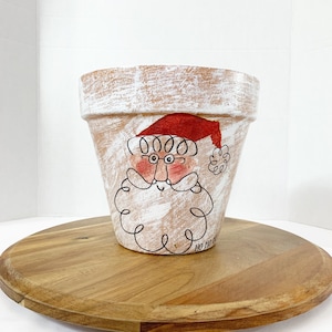 Decoupaged Santa Garden Planter, Christmas Santa Flower Pot, Kris ...