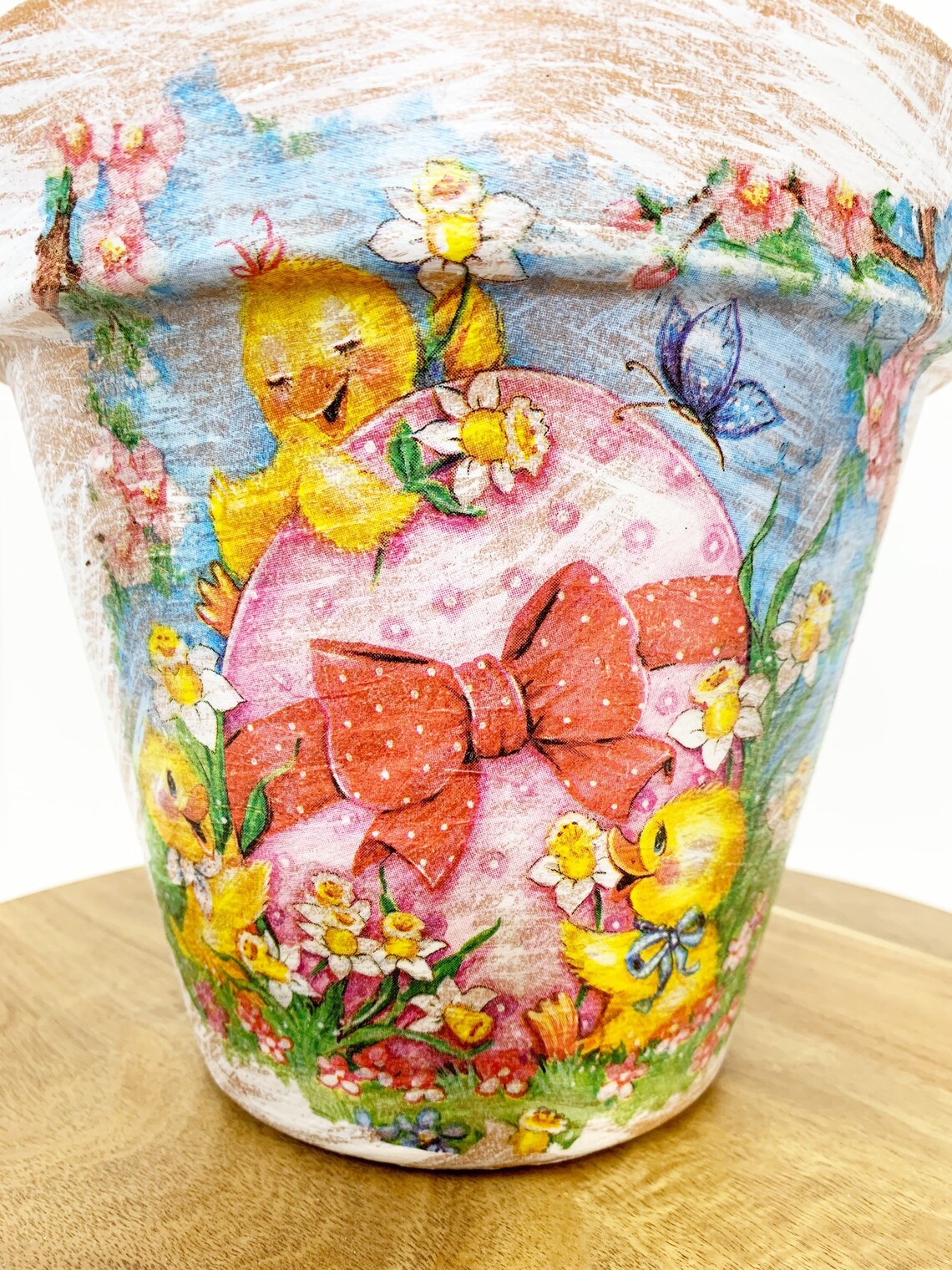 Decoupaged Easter Garden Planter,easter Ducks Flower Pot, Easter Egg ...