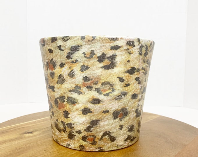 Decoupaged Cheetah Print Garden Planter, Cheetah Print Decor, Animal ...