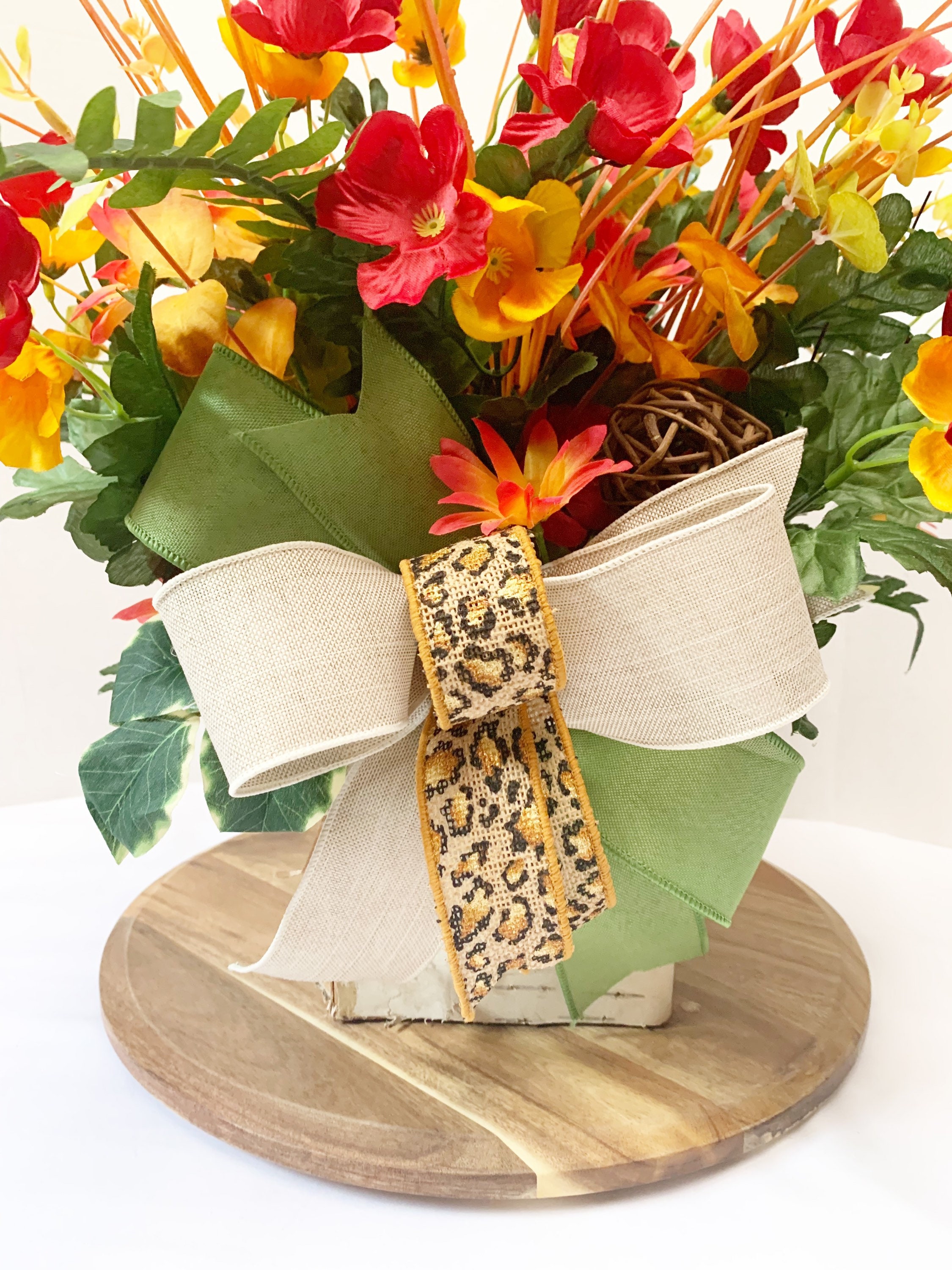 Fall Centerpiece, Red and Yellow Floral Arrangement, Rustic Fall ...