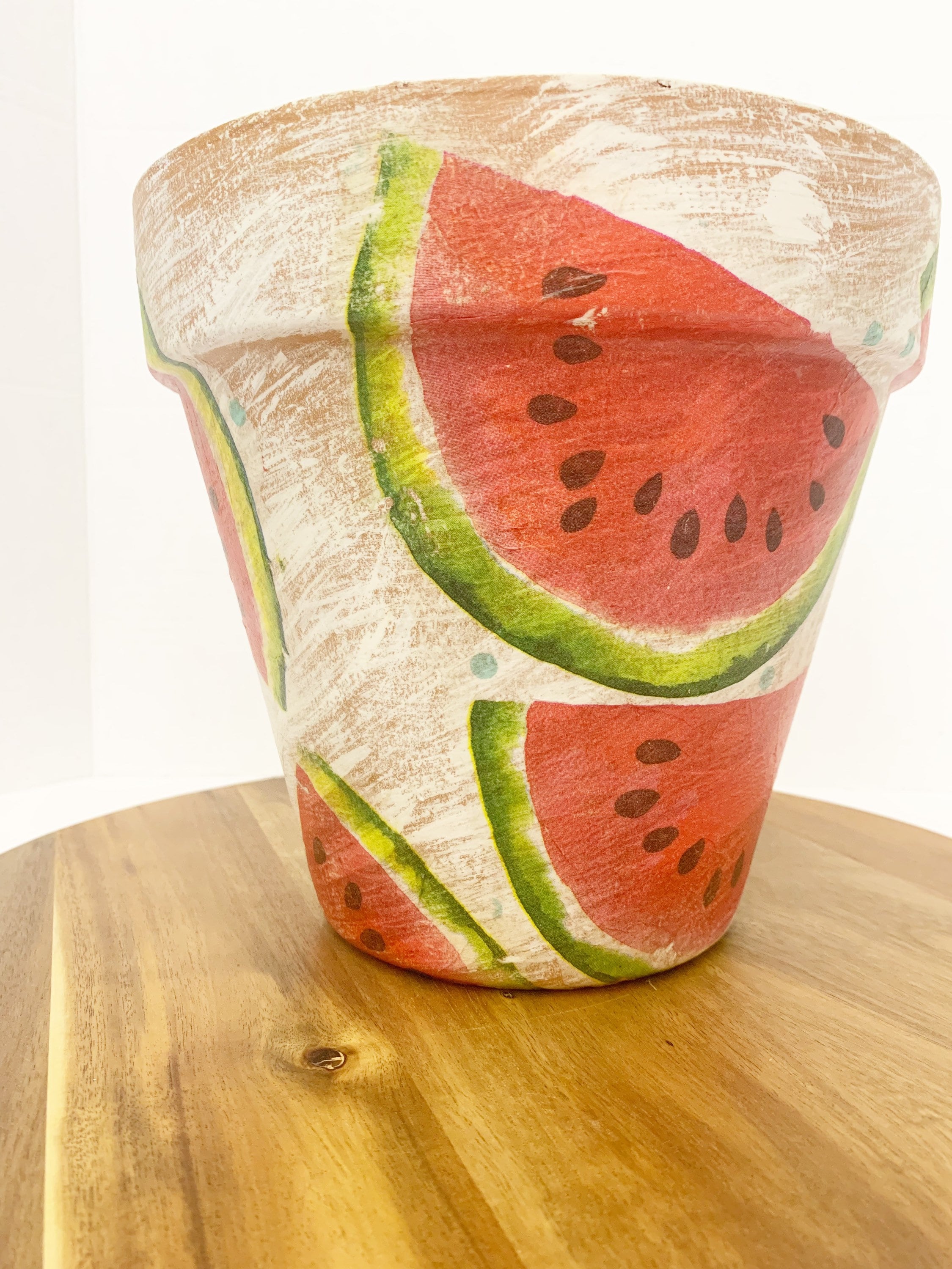 Decoupaged Watermelon Garden Planter, Outdoor Watermelon Decor, Porch ...