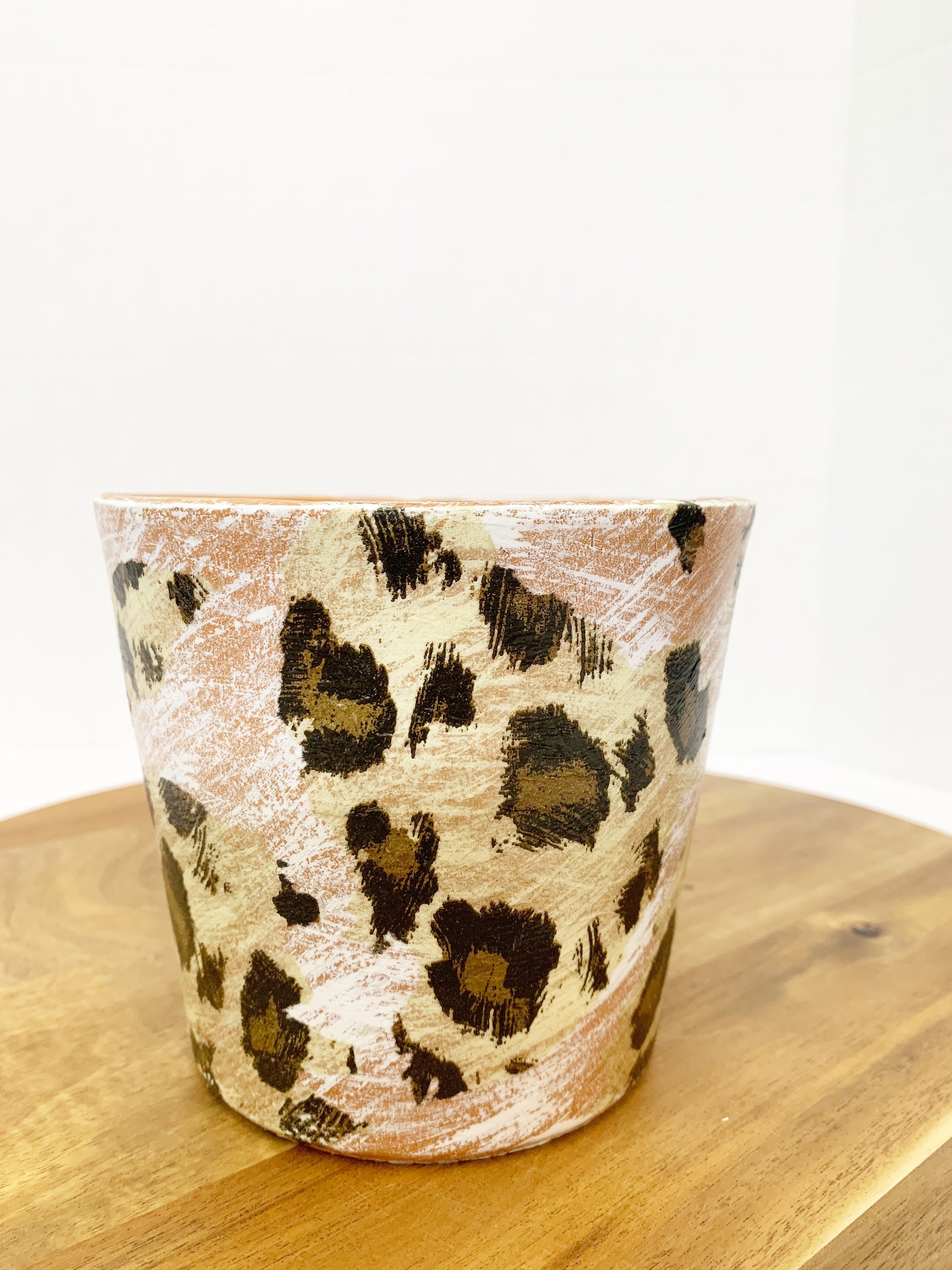 Decoupaged Leopard Print Garden Planters, Animal Print Decor, Garden ...