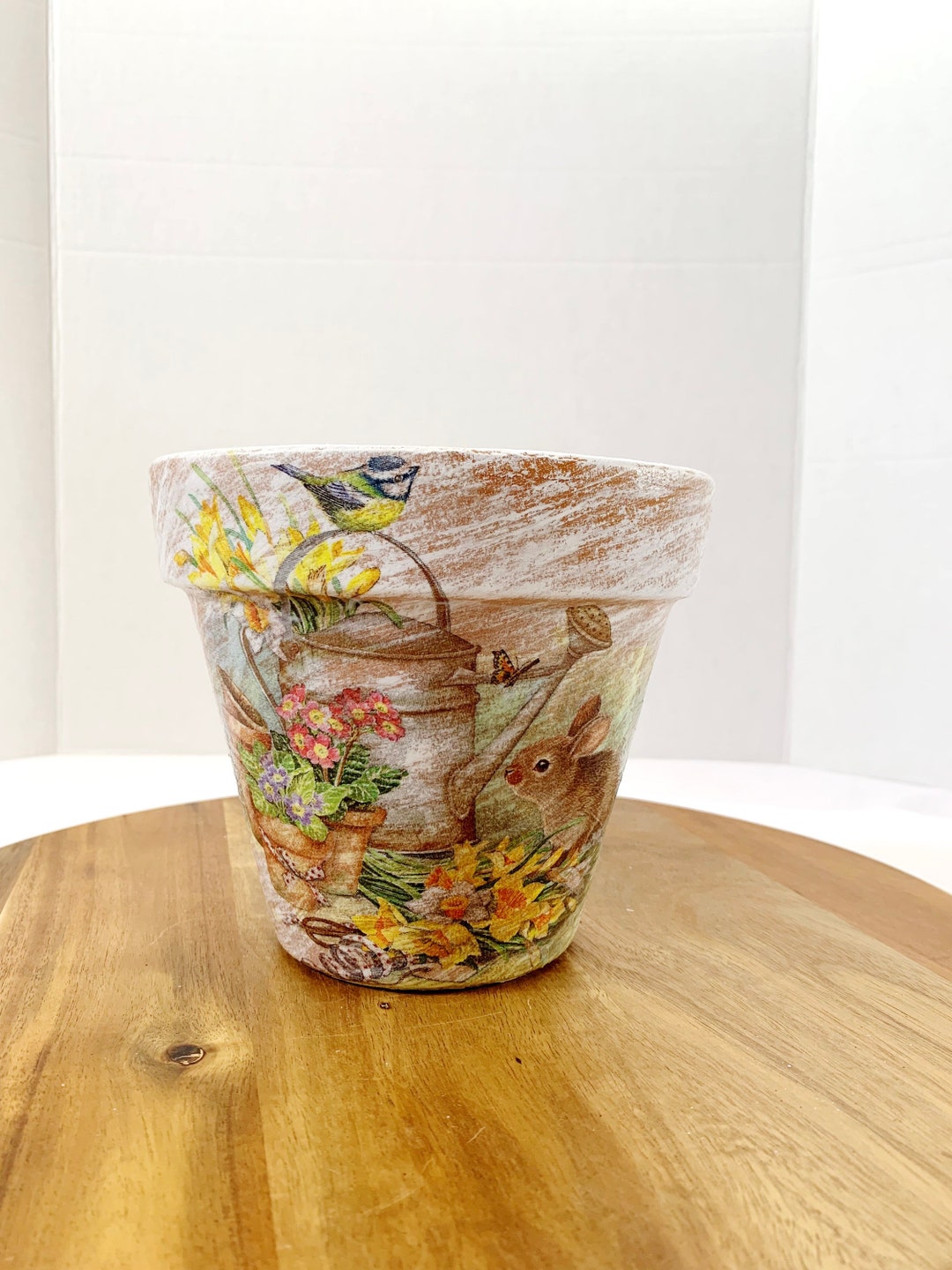 Decoupaged Easter Garden Planter, Easter Flower Pot, Easter Gift ...