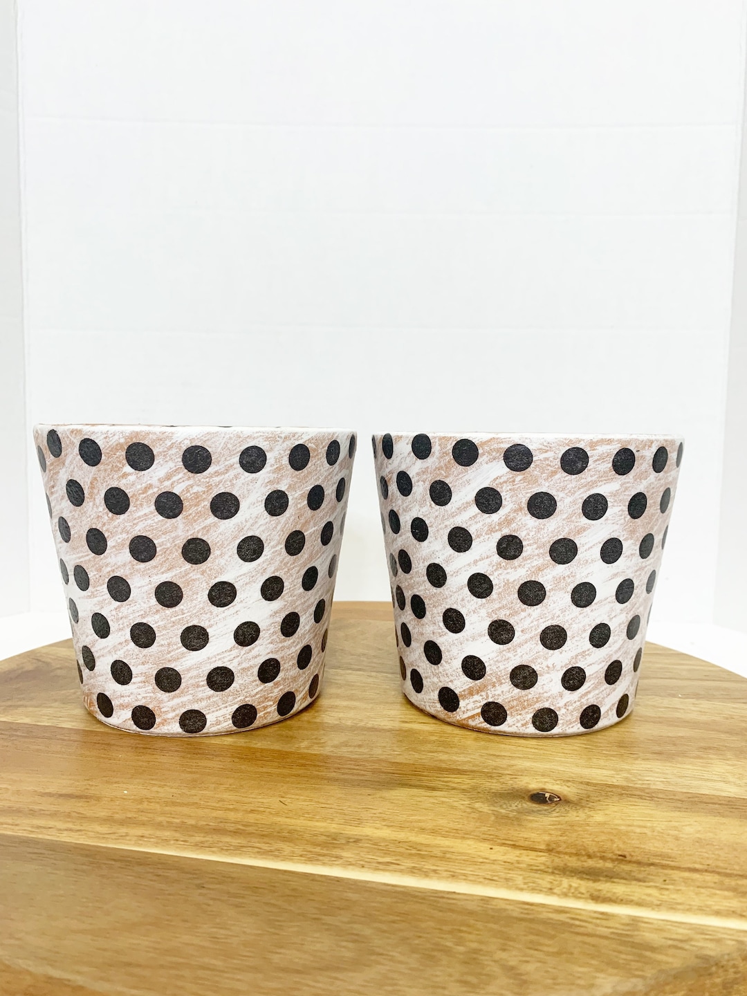 Decoupaged Polka Dot Garden Planters, Outdoor Planters, Polka Dot ...