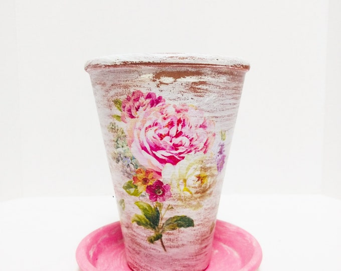 Decoupage Planter Decoupage Pot Porch Decor Spring Decor - Etsy