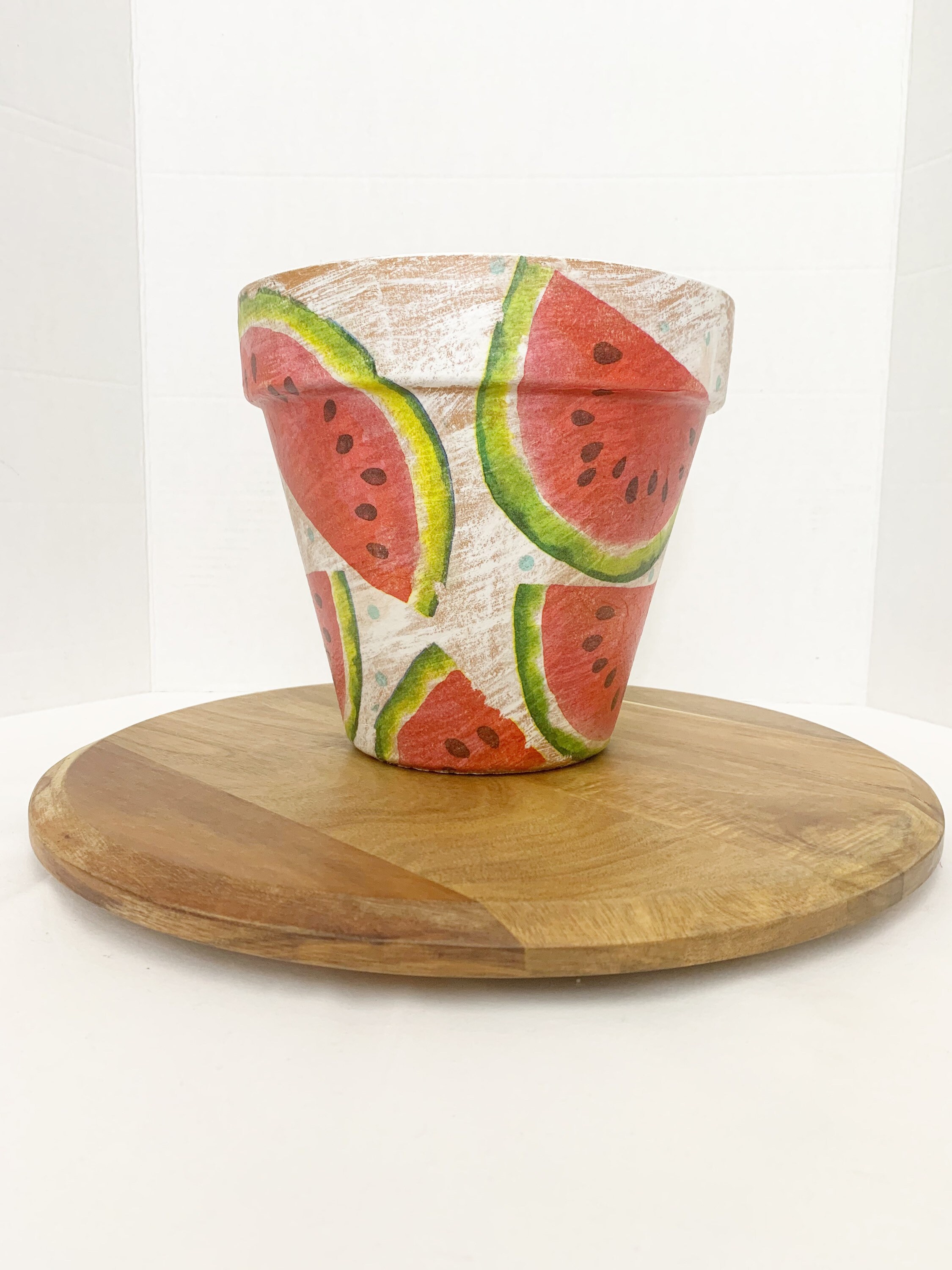 Decoupaged Watermelon Garden Planter, Outdoor Watermelon Decor, Porch ...