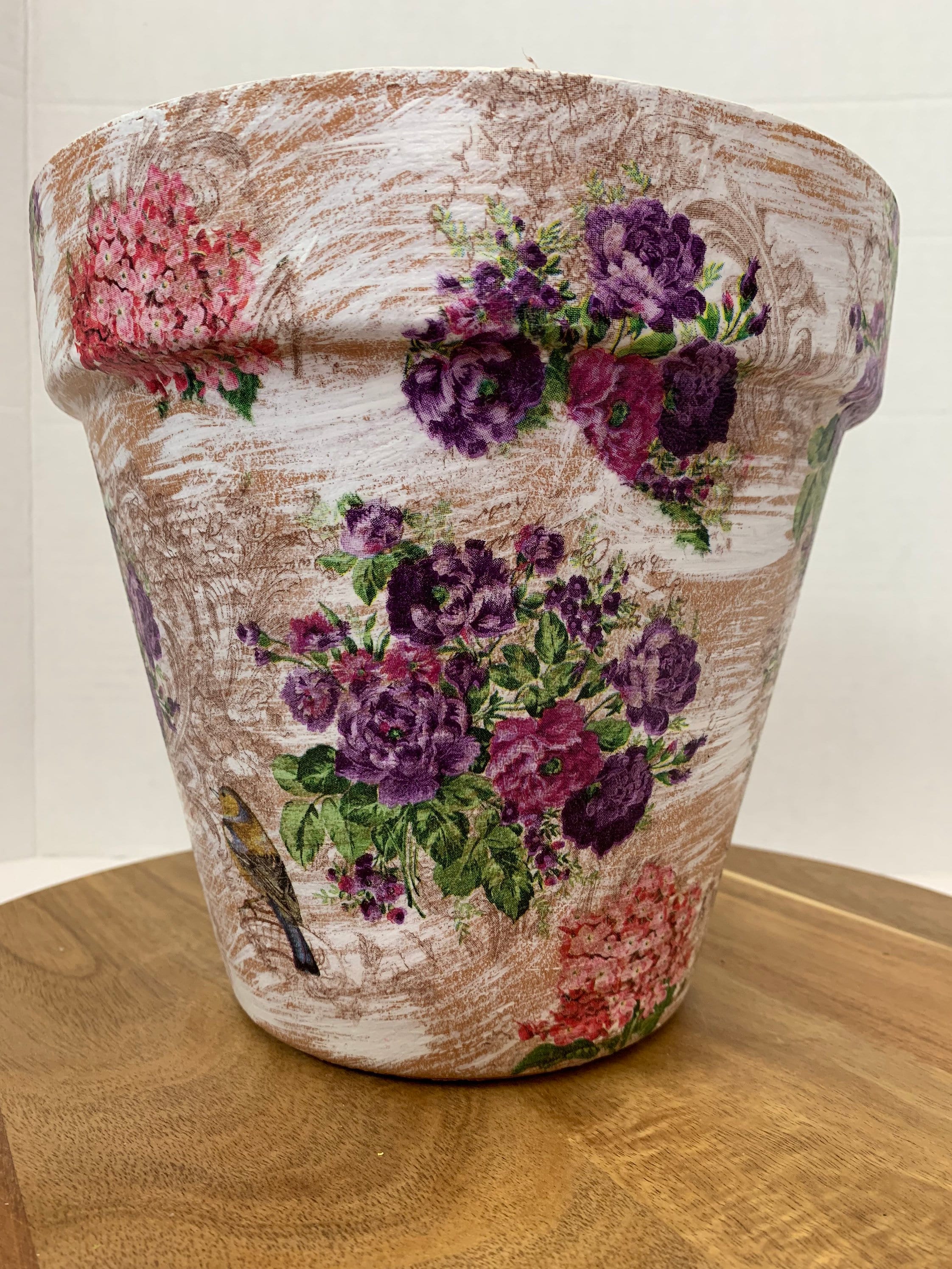 Decoupaged Garden Planter, Decorated Flower Pot, Garden Decor ...