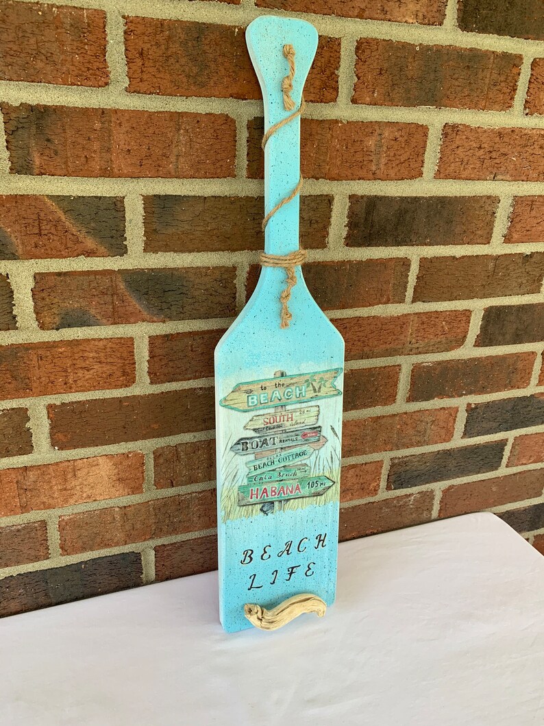 Decoupaged Beach Paddle Decorated Boat Oar Coastal Wall - Etsy