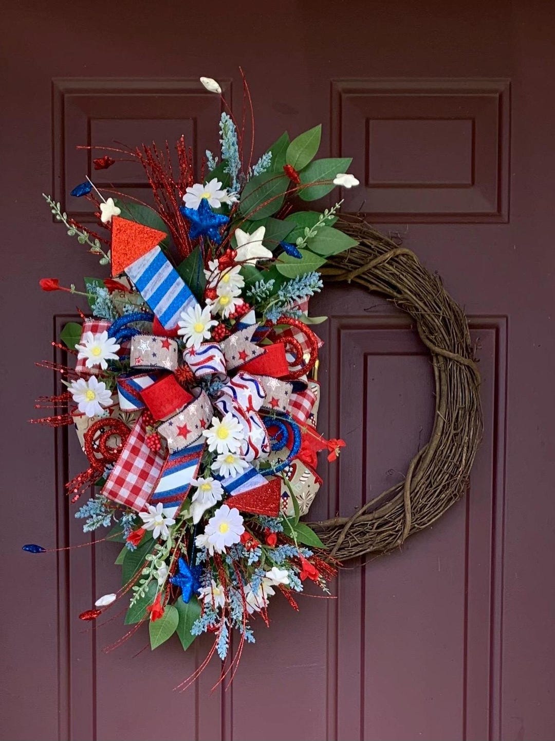 Patriotic Wreath, Patriotic Door Decor, Military Gift, Patriotic ...