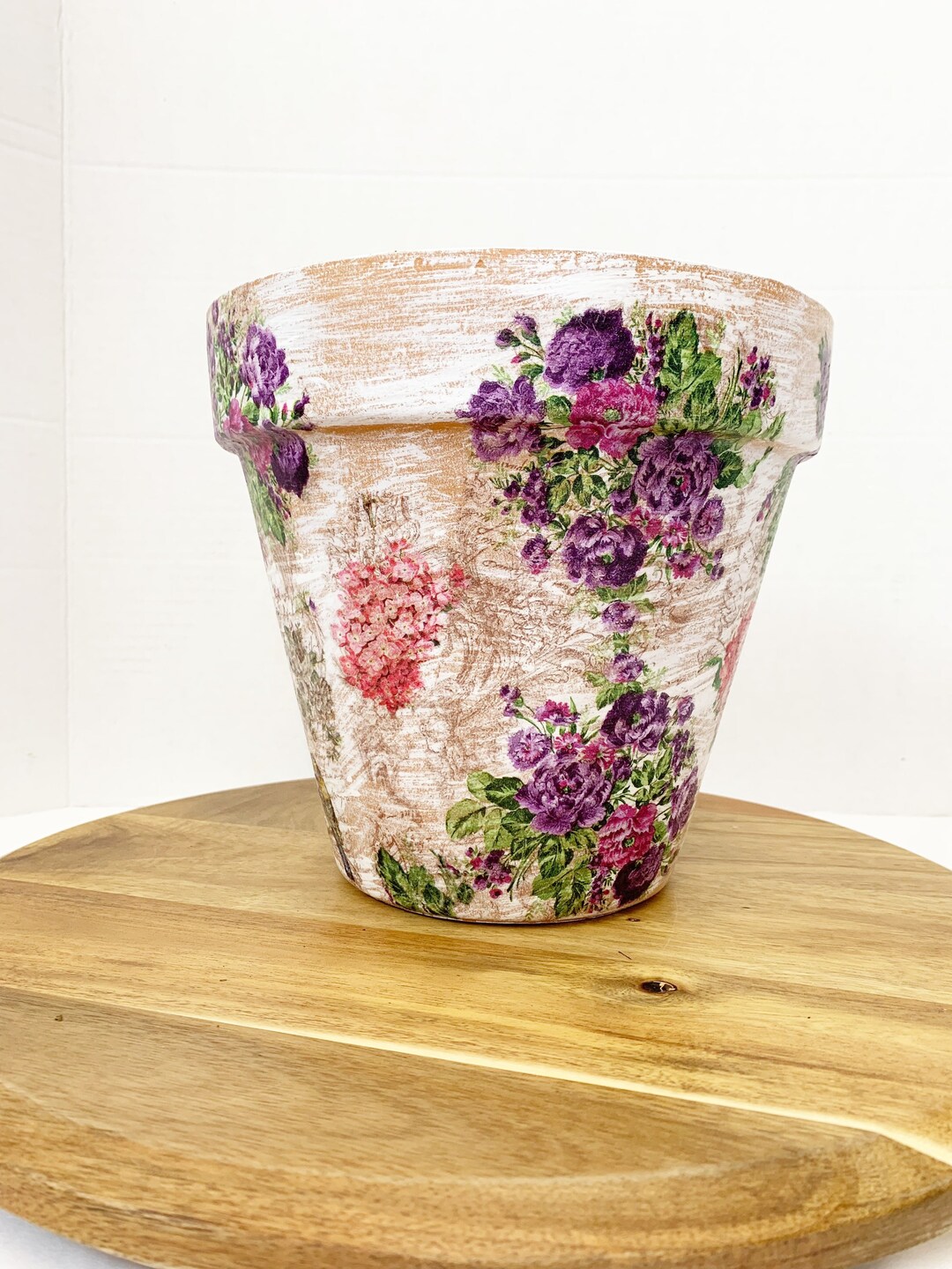 Decoupaged Garden Planter, Decorated Flower Pot, Garden Decor ...