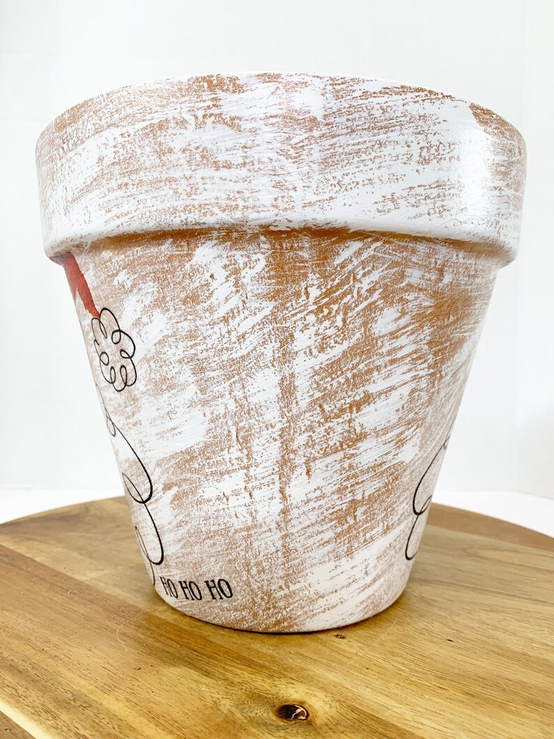 Decoupaged Santa Garden Planter, Christmas Flower Pot - Etsy