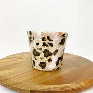 Decoupaged Leopard Print Garden Planters, Animal Print Decor, Garden ...