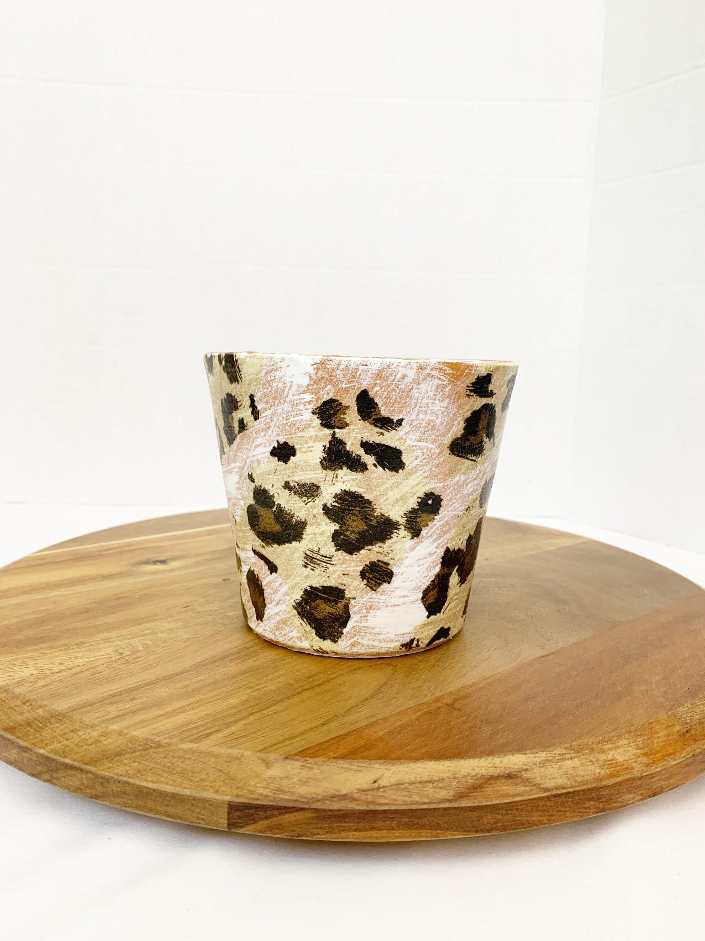 Decoupaged Leopard Print Garden Planters, Animal Print Decor, Garden ...