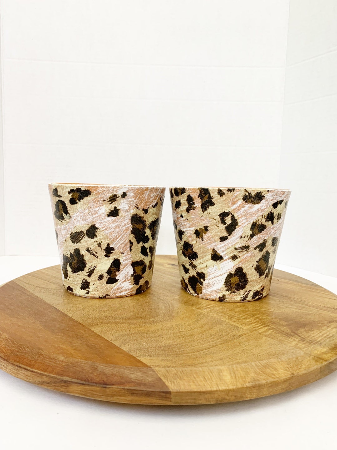 Decoupaged Leopard Print Garden Planters, Animal Print Decor, Garden ...