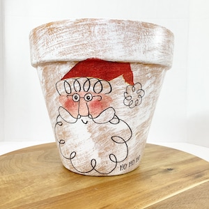Decoupaged Santa Garden Planter, Christmas Santa Flower Pot, Kris ...