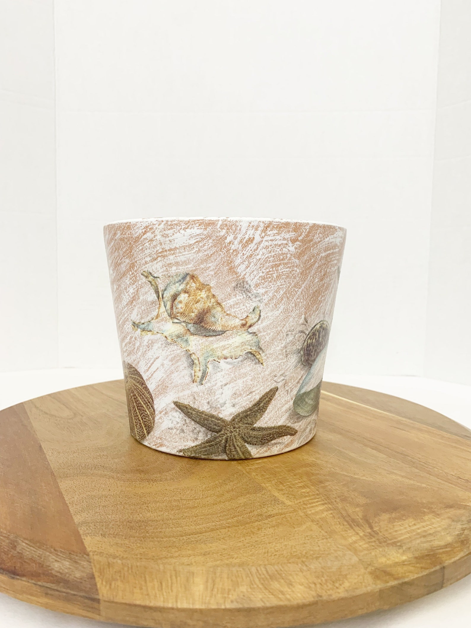 Decoupaged Seashells Garden Planter, Beach Flower Pot, Ocean Front ...