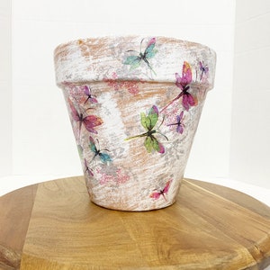 Decoupaged Dragonfly Garden Planter Dragonfly Flower - Etsy