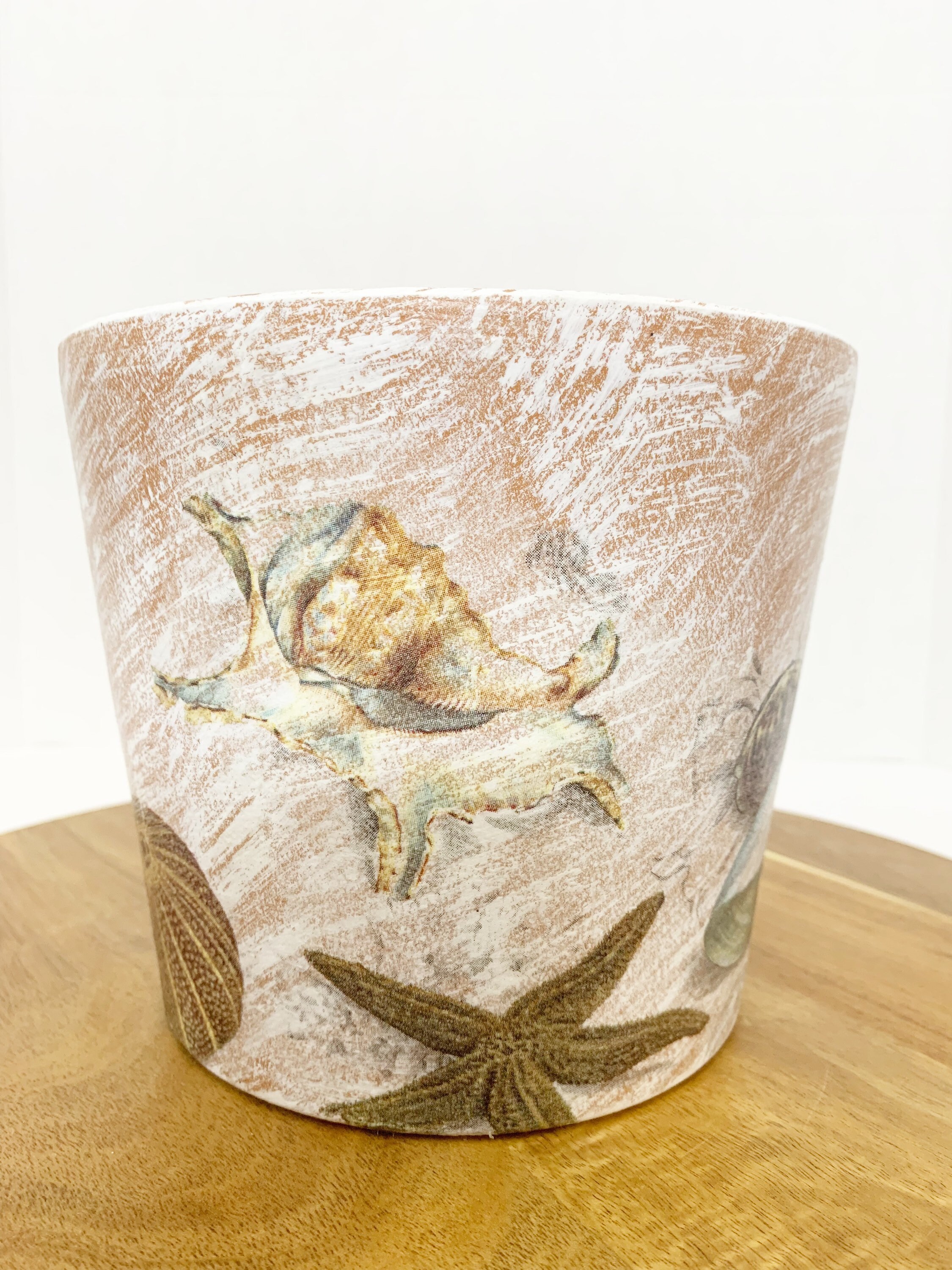 Decoupaged Seashells Garden Planter, Beach Flower Pot, Ocean Front ...