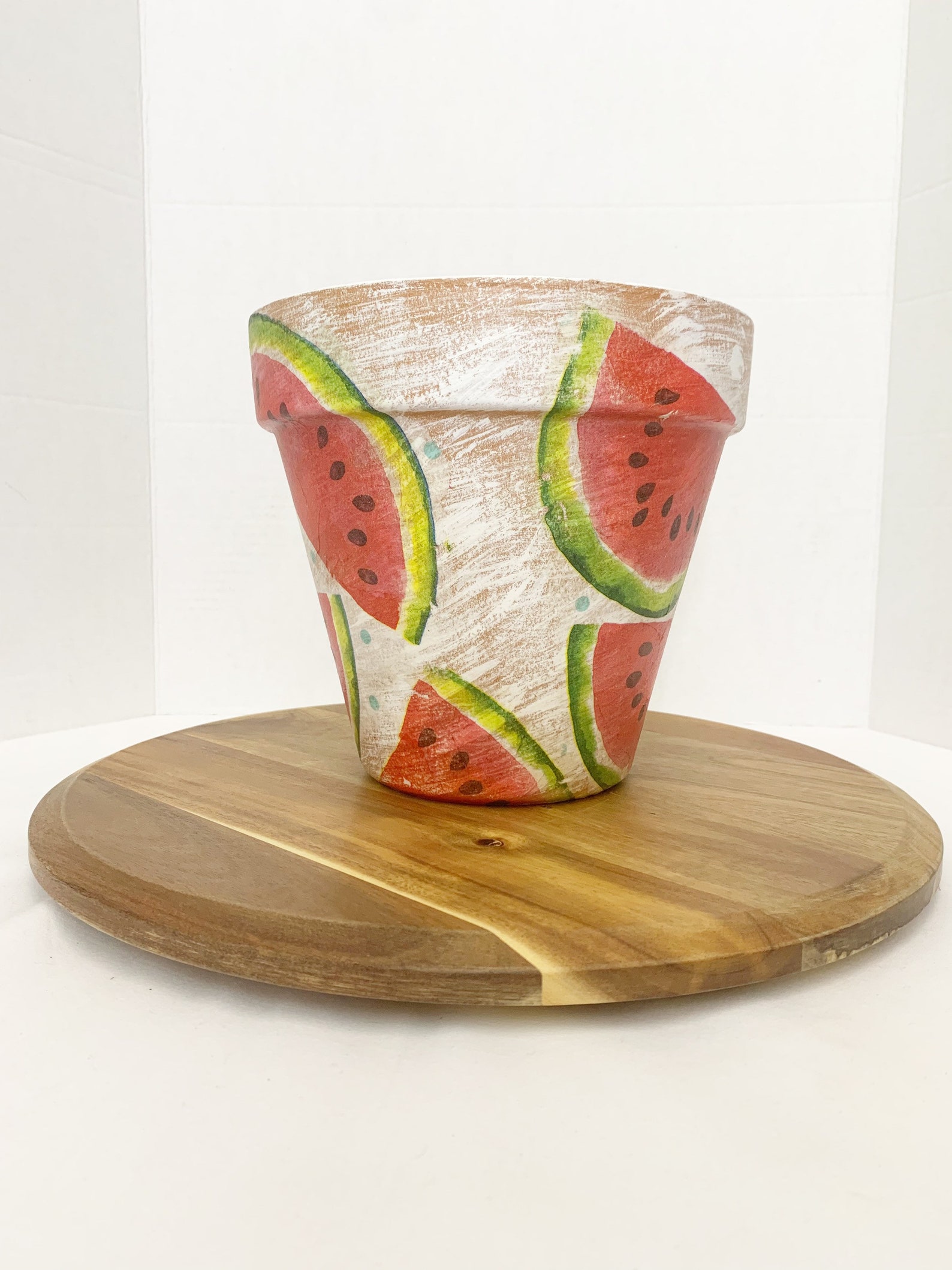 Decoupaged Watermelon Garden Planter, Outdoor Watermelon Decor, Porch ...