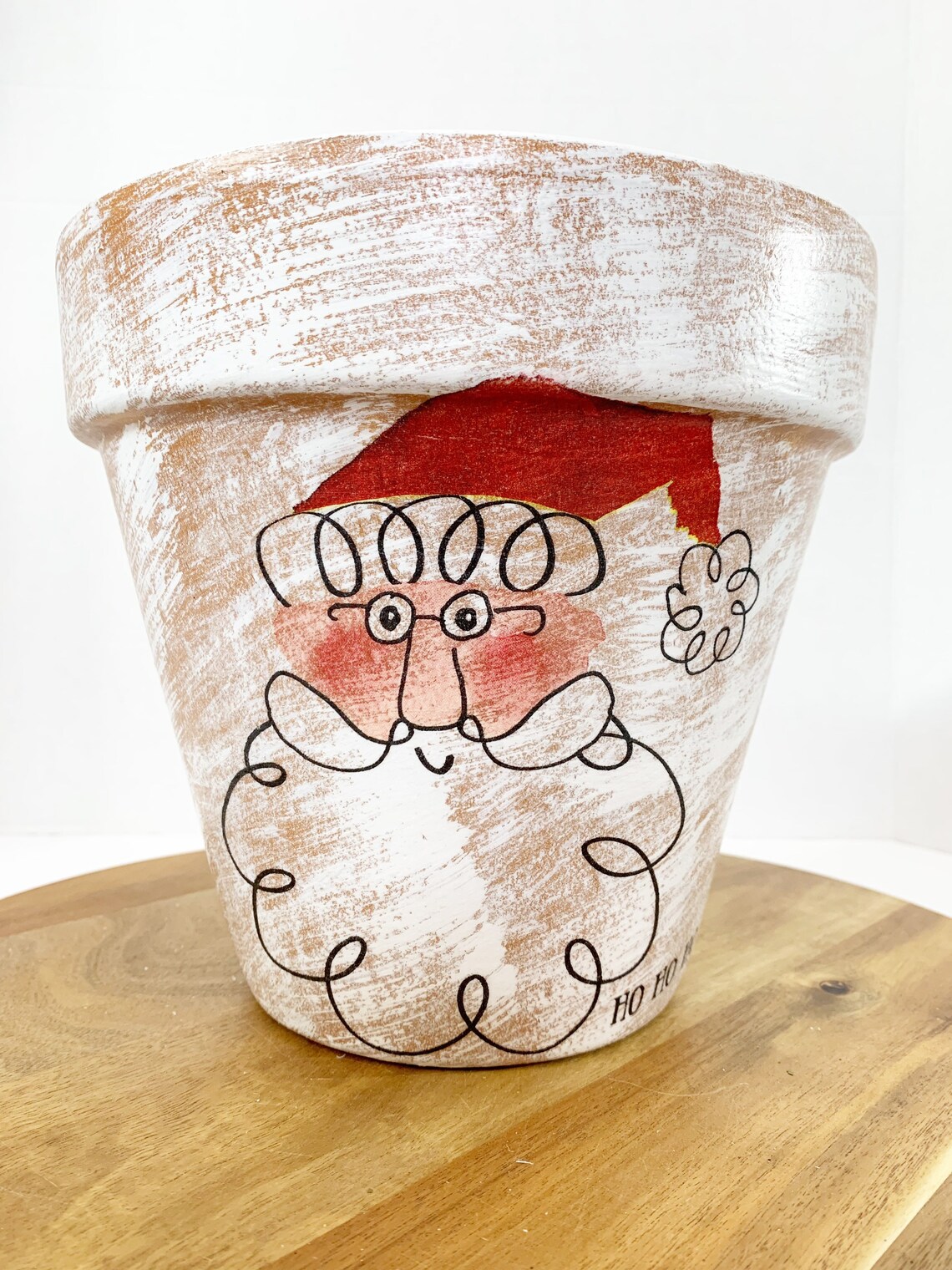 Decoupaged Santa Garden Planter, Christmas Flower Pot - Etsy