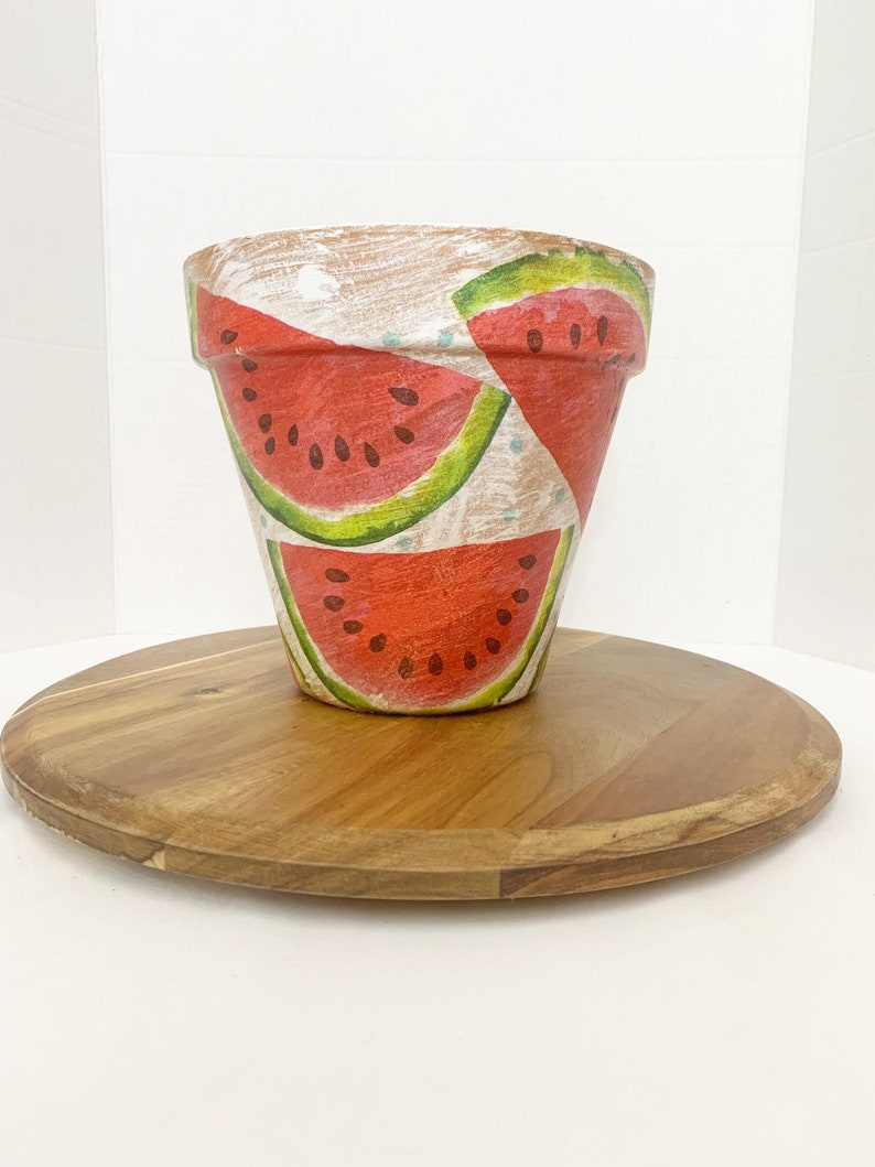 Decoupaged Watermelon Garden Planter, Outdoor Watermelon Decor, Porch ...