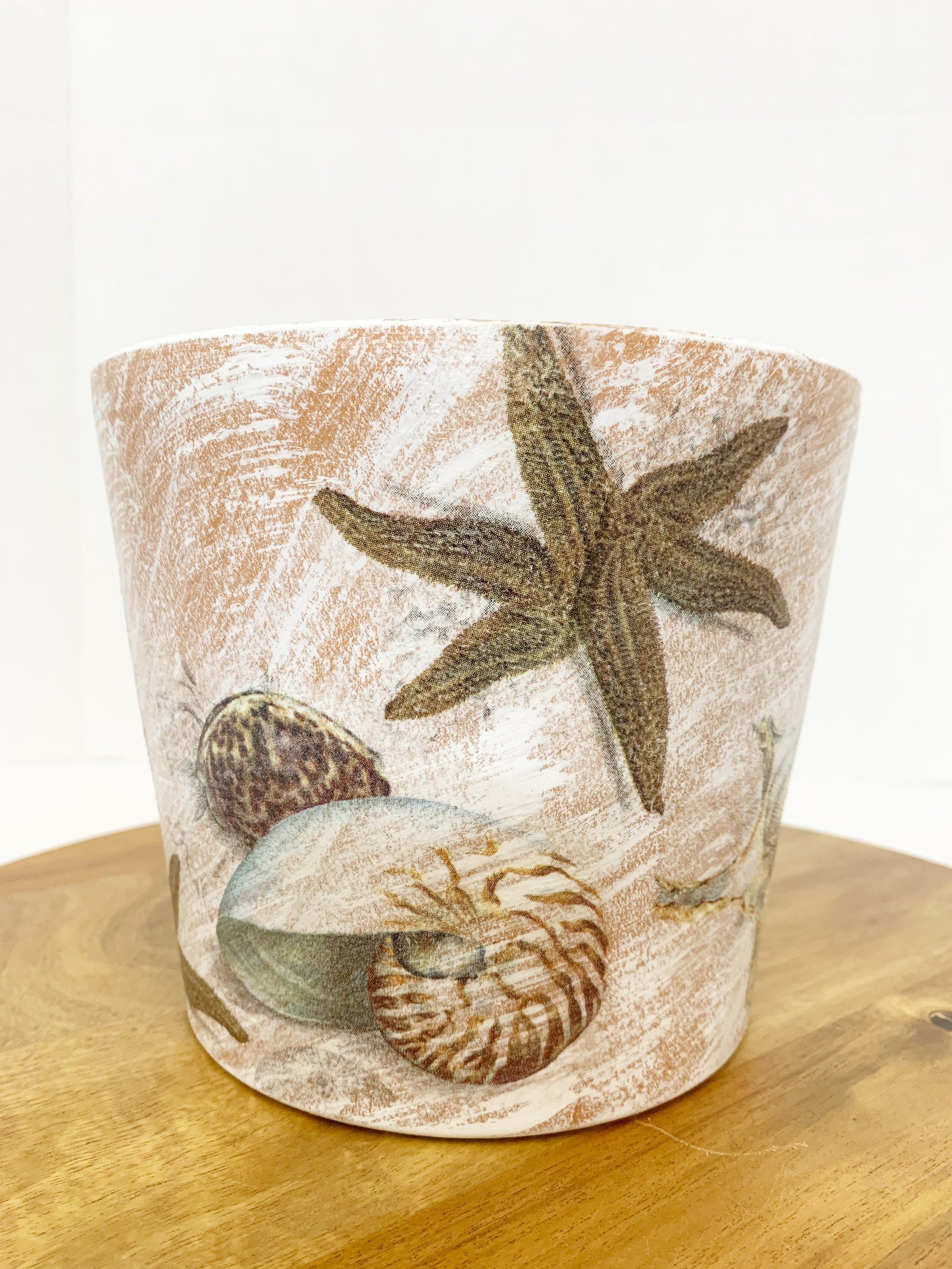 Decoupaged Seashells Garden Planter, Beach Flower Pot, Ocean Front ...