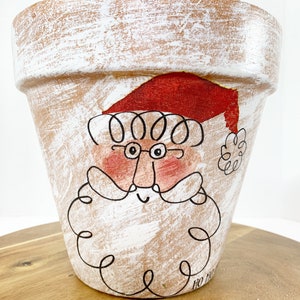 Decoupaged Santa Garden Planter, Christmas Santa Flower Pot, Kris ...
