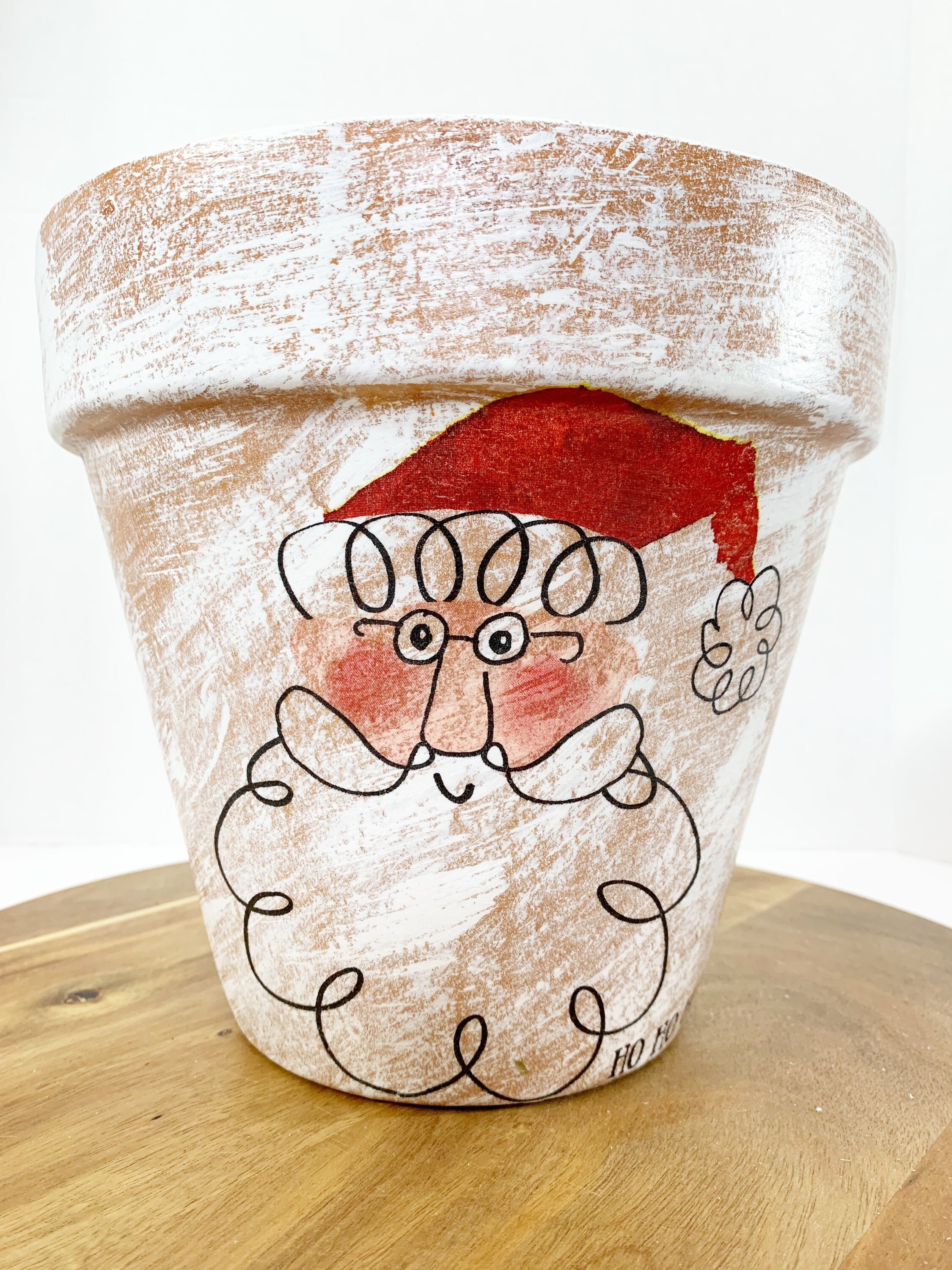 Decoupaged Santa Garden Planter, Christmas Flower Pot - Etsy