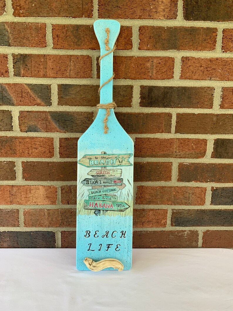 Decoupaged Beach Paddle Decorated Boat Oar Coastal Wall - Etsy
