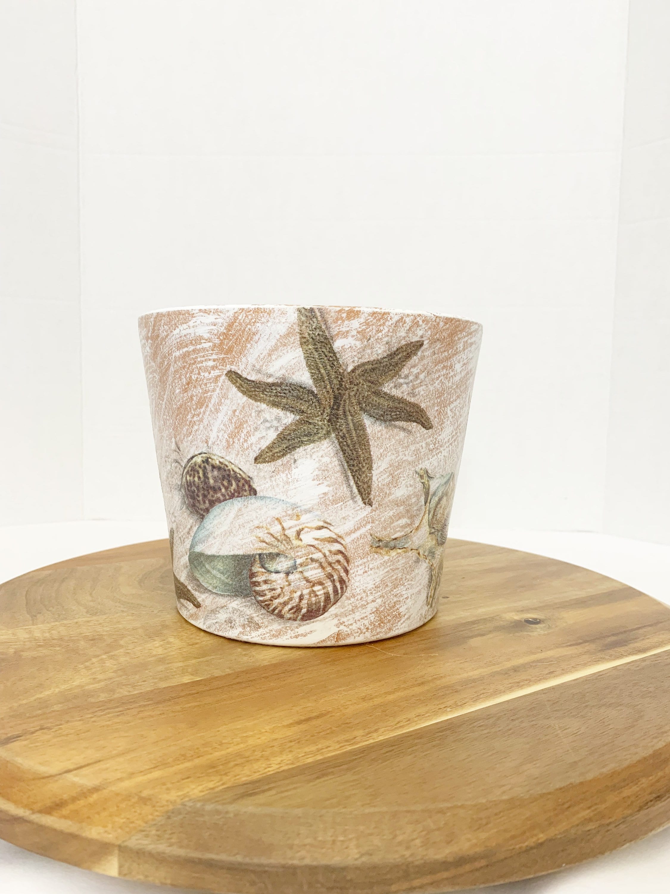 Decoupaged Seashells Garden Planter, Beach Flower Pot, Ocean Front ...