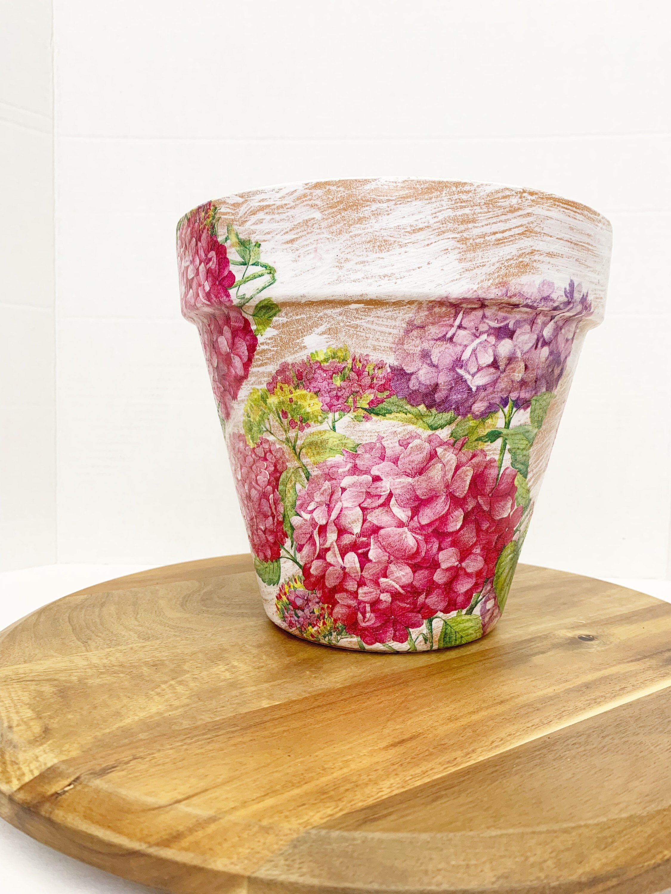 Hydrangeas Planter Decoupage Planter Flower Pot Floral - Etsy