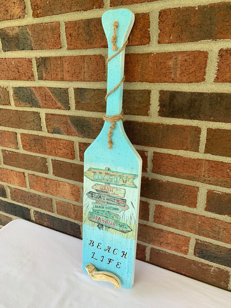 Decoupaged Beach Paddle Decorated Boat Oar Coastal Wall - Etsy