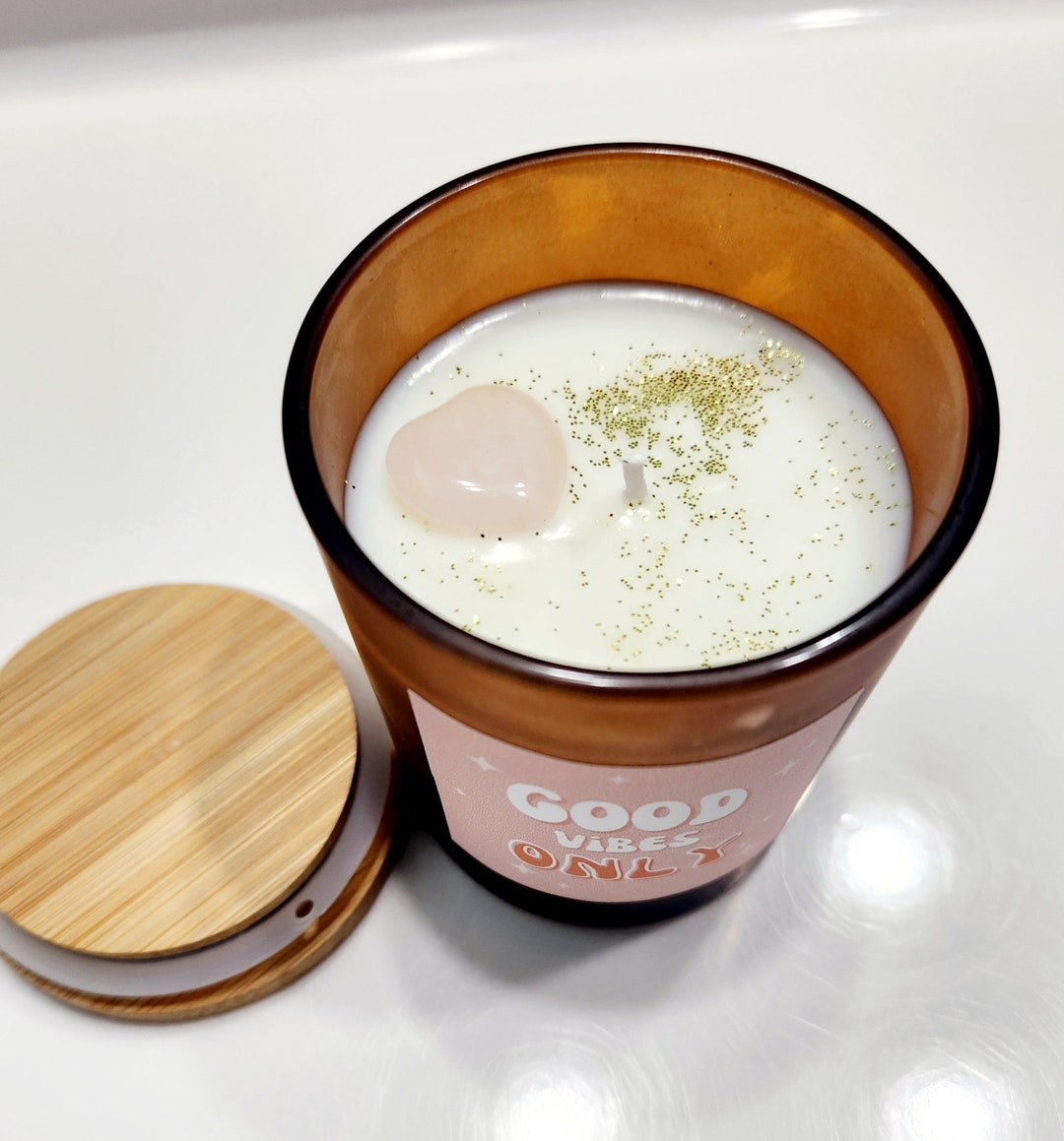 Good Vibes Only Candle/ Spa Candle/ Crystal Candle/ Natural Soy Wax ...