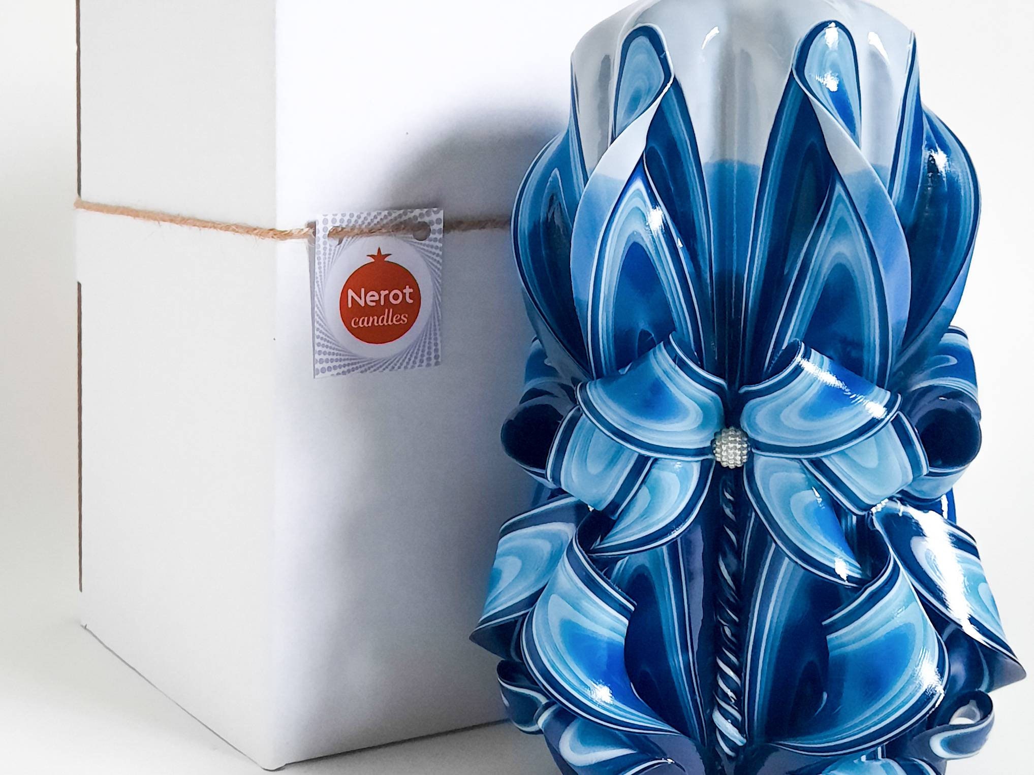 Luxurious Large Blue Carved Candle. - Etsy