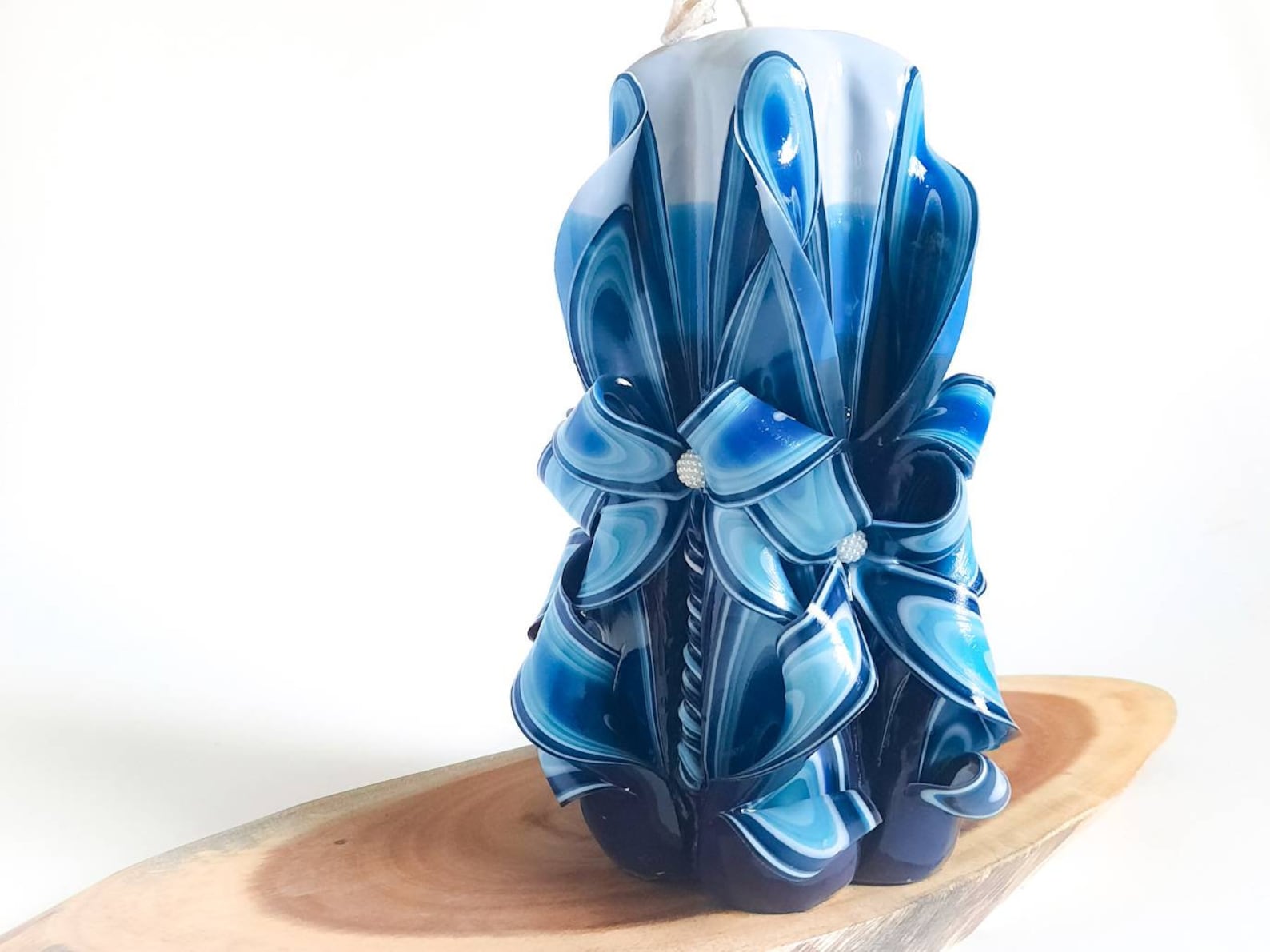 Luxurious Large Blue Carved Candle. - Etsy