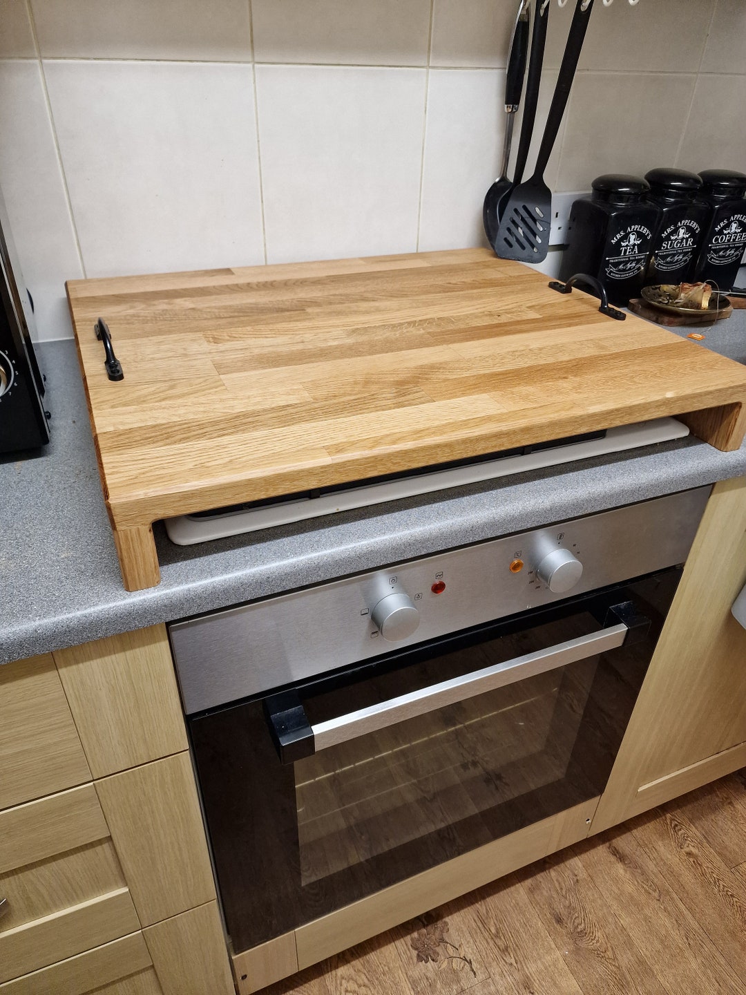 Handmade Hob Cutting Board, Cover Made From Solid Oak, Made to Order ...