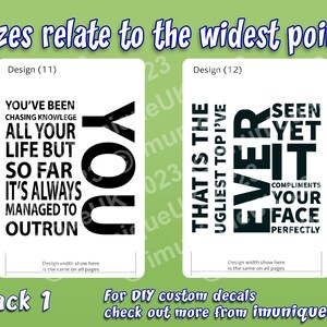 Rude Fun and Sarcastic DIY Iron on Decals HTV Heat Transfer Vinyl for T ...