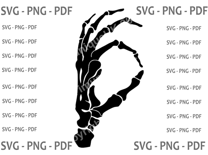 Skeleton OK Hand Digital Download Files SVG PNG Pdf for - Etsy